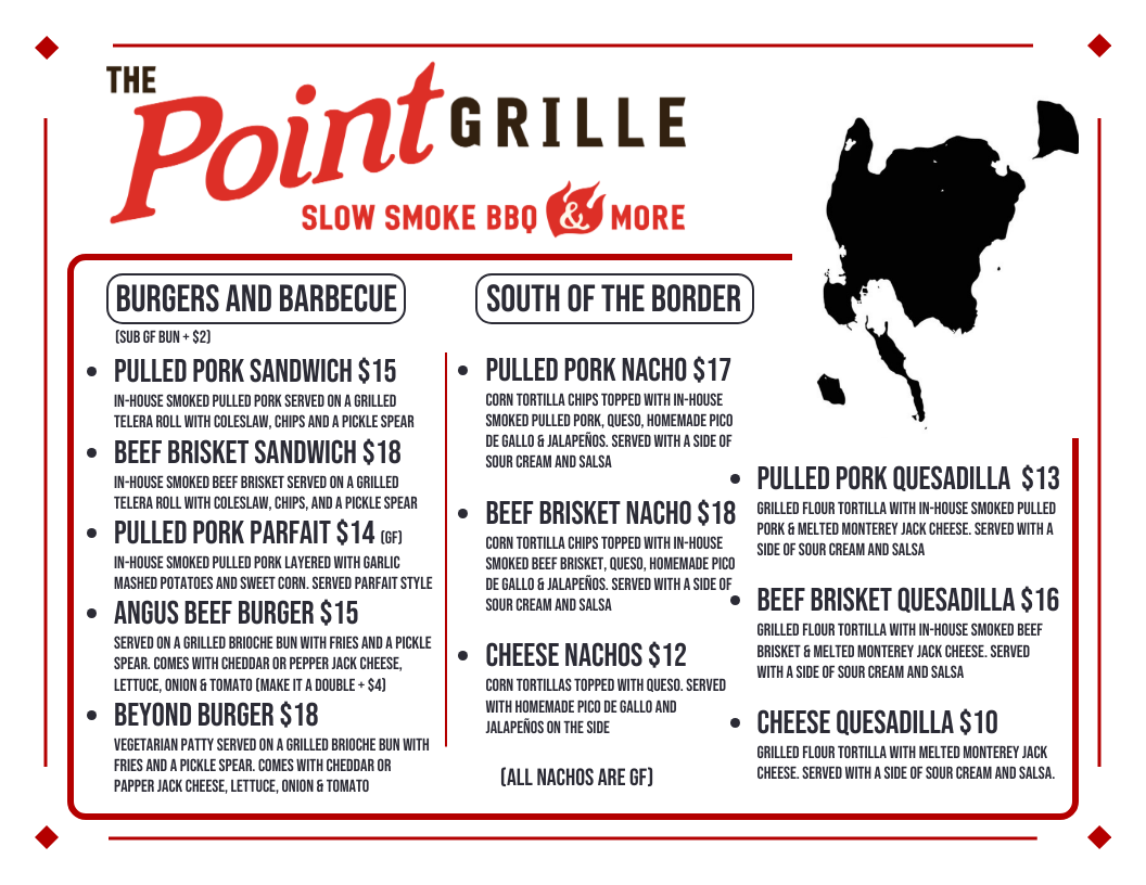 Menu Items | The Point Grille